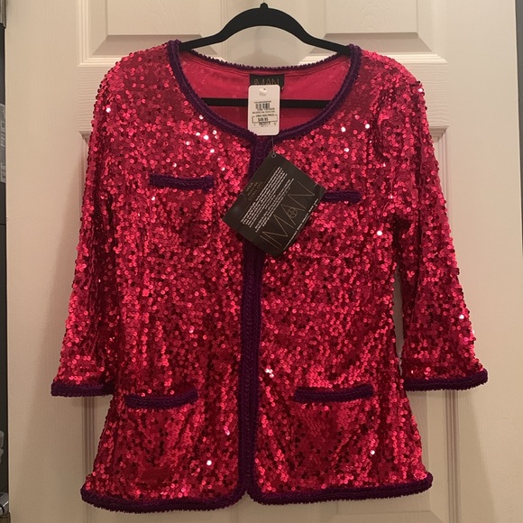 IMAN | Jackets & Coats | Iman Red Sensational Sequin Ja Mag Jacket ...